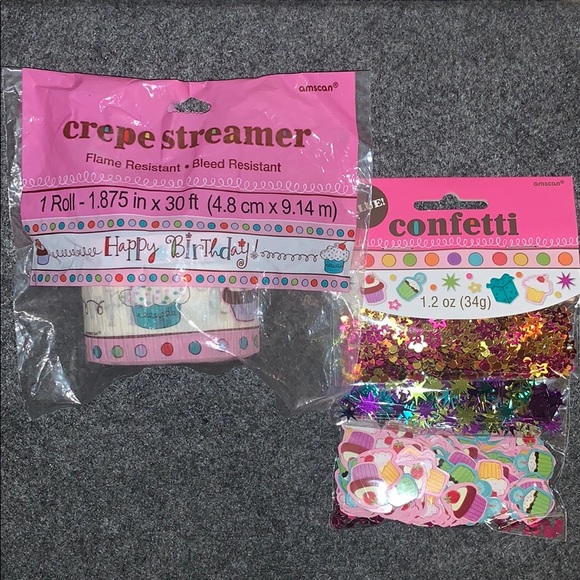 Party Supplies | Cupcake Birthday Crepe Streamer And Confetti Pack ...
